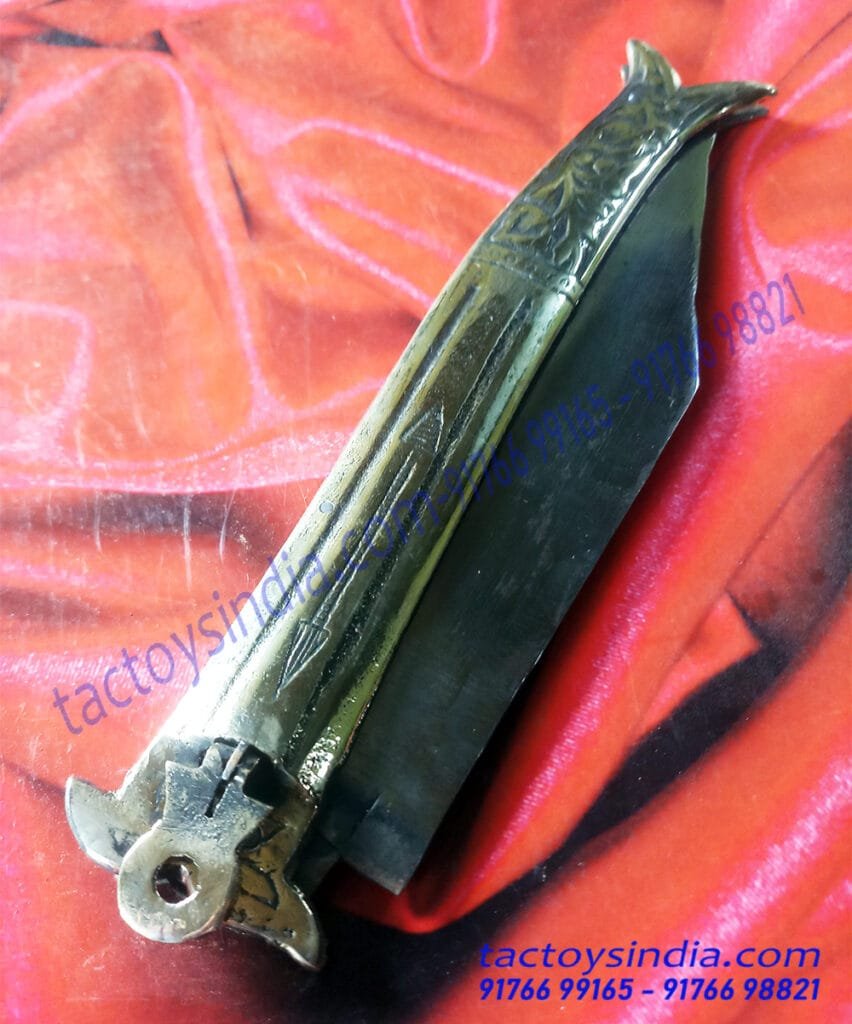Rampuri Chaku Big Pure Brass Handle Indian Knife Lever lock Handmade ...